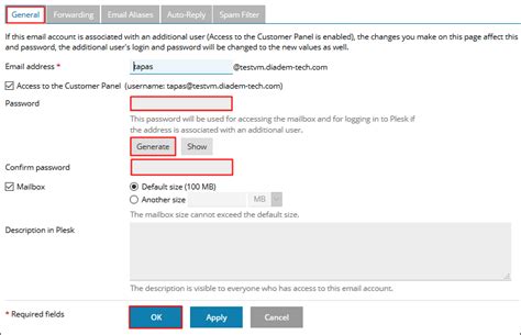 how to reset email address password from plesk panel diadem