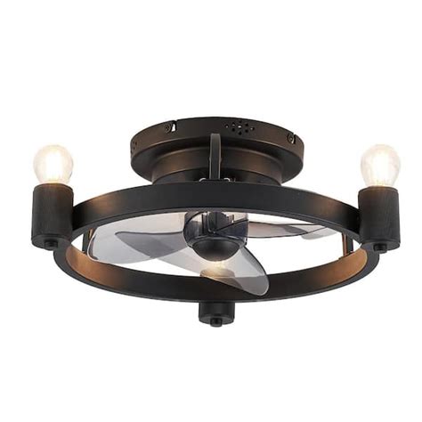Hinnixy 185 In Indoor Matte Black Flush Mount Ceiling Fan With Light
