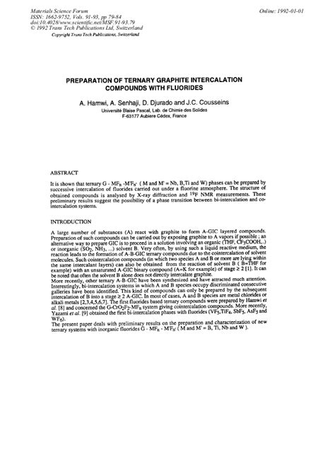Preparation Of Ternary Graphite Intercalation Compounds With Fluorides