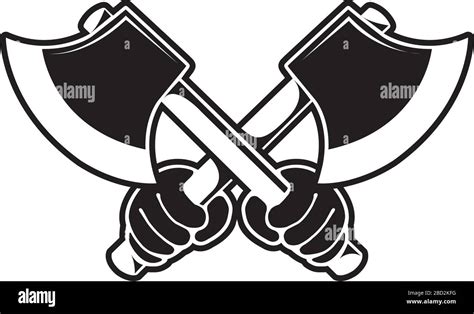 Cartoon Crossed Axes Illustration With Hands Stock Vector Image And Art