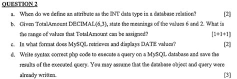 Solved QUESTION 2a When Do We Define An Attribute As The Chegg Com