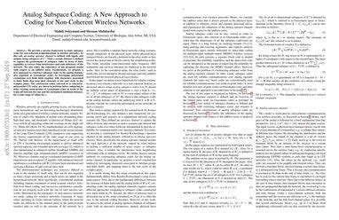 Analog Subspace Coding A New Approach To Coding For Non Coherent