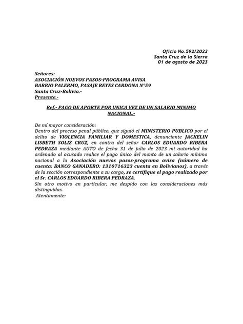 Oficio Pago Multa Pdf Justicia Crimen Y Violencia