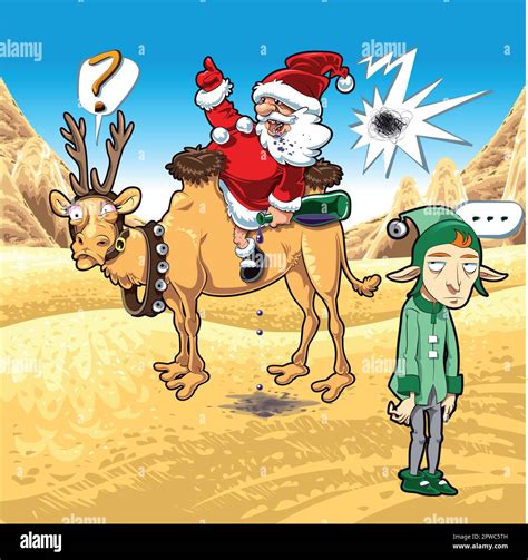 Christmas In Desert Cartoon And Vector Scene Stock Vector Image And Art
