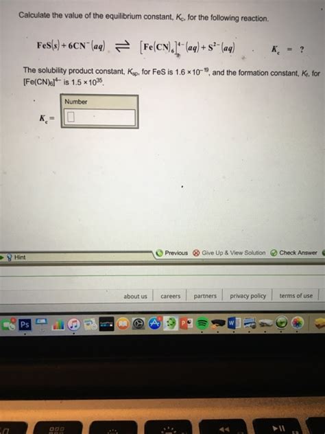 Solved Calculate The Value Of The Equilibrium Constant K C