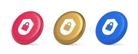 Lock Shield Security Button Privacy Blocked Password Service Web App 3d Realistic Isometric