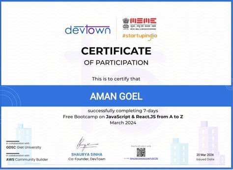 Aman Goel On Linkedin Javascript Devtown Learning Awscommunitybuilder