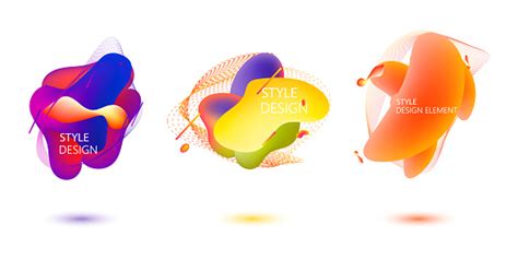 추상적인 현대 그래픽 요소의 집합입니다 역동적인 형태와 선 색깔 흐르는 액체 형태와 그라데이션 추상 배너입니다 로고 전단 이나 프레 젠 테이 션의 디자인에 대 한 템플릿 3