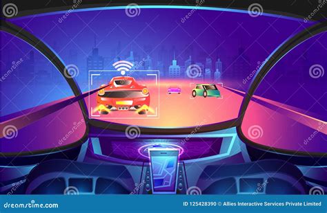 Jet Cockpit At Night Empty Airplane Cabin Interior Cartoon Vector