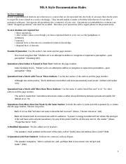 MLA Style Documentation In Text Docx MLA Style Documentation Rules