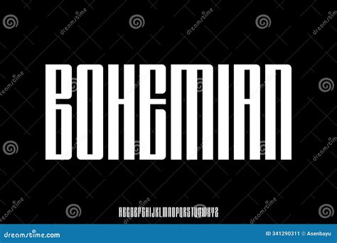 Modern Unique Condensed Sans Serif Alphabet Display Font Vector