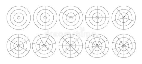 Polar Grid Concentric Circles And Steps Blank Vector Polar Graph Paper