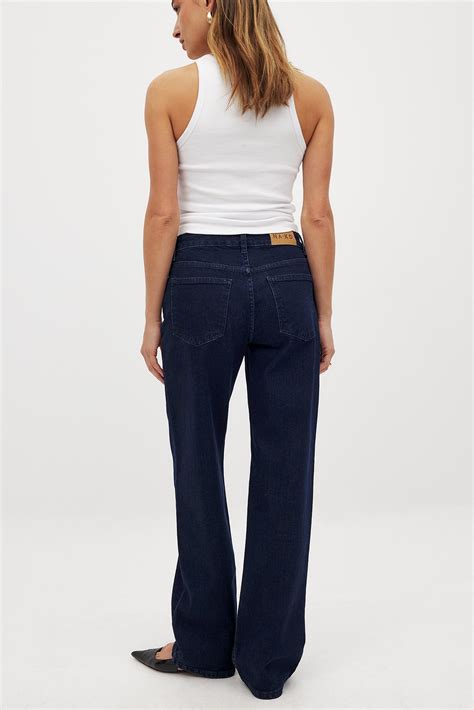 Mid Waist Slim Straight Denim Blue Na Kd