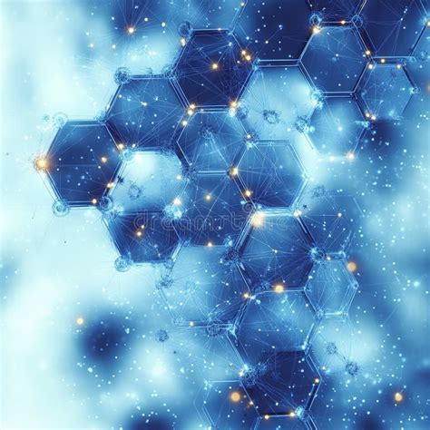 Abstract Digital Data Network With Interconnected Hexagons And Nodes Stock Illustration