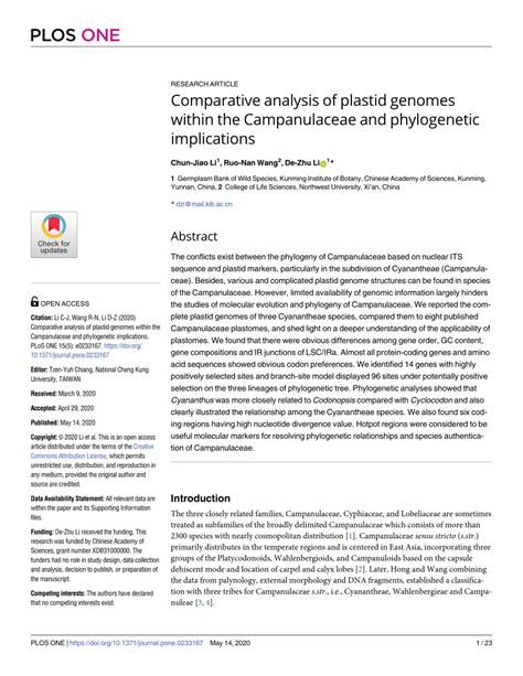 Pdf Comparative Analysis Of Plastid Genomes Within The Campanulaceae