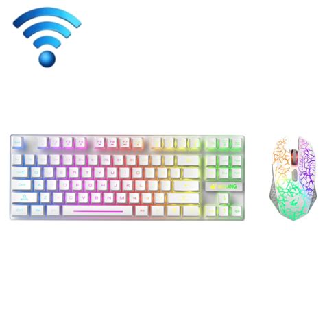 Ziyou Lang T87 Gaming Luminous Wireless Keyboard And Mouse Set White