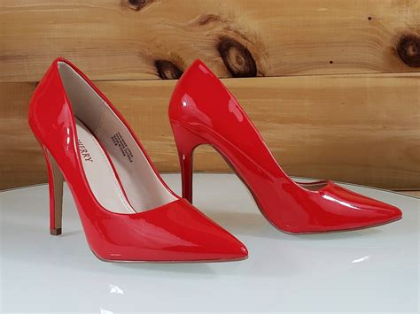 Red Cherry Gigi Red Patent Pointy Toe Pump Shoe 4 Stiletto High Heels