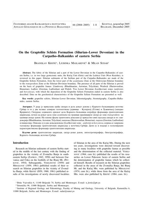 Pdf On The Graptolite Schists Formation Silurian Lower Devonian In