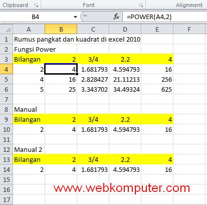 Tutorial Microsoft Office Menggunakan Rumus Pangkat Di Excel
