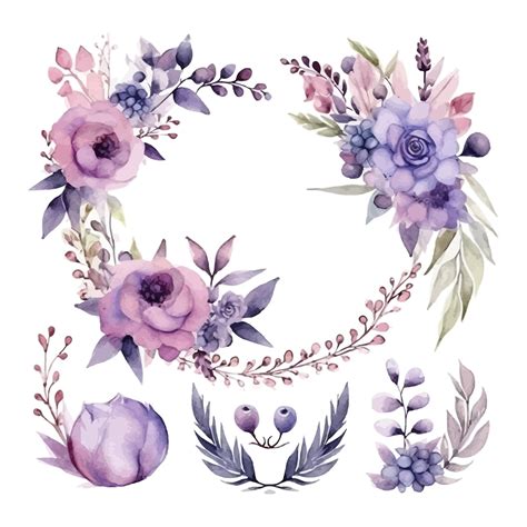 水彩の結婚式のクリップアート セット手描きのイラスト Premium Ai生成ベクトル画像