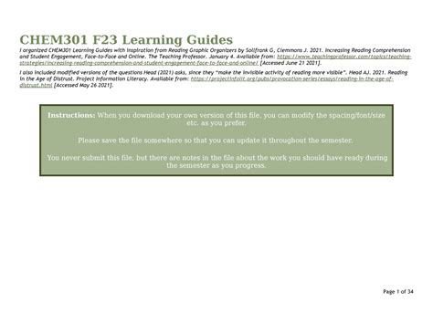 F Learning Guides Chem F Learning Guides I Organized