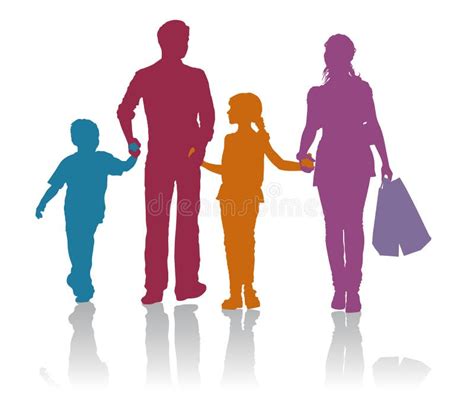 Ejemplo Plano Del Vector De La Familia Que Hace Compras Ilustración Del