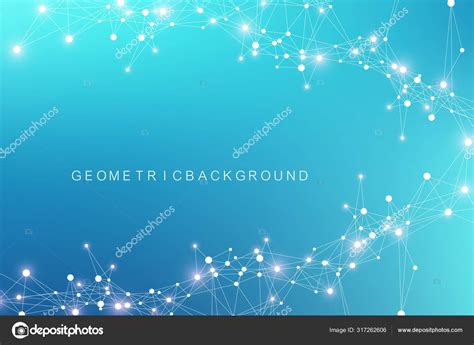 Geometric Graphic Background Molecule And Communication Connected Lines With Dots Minimalism