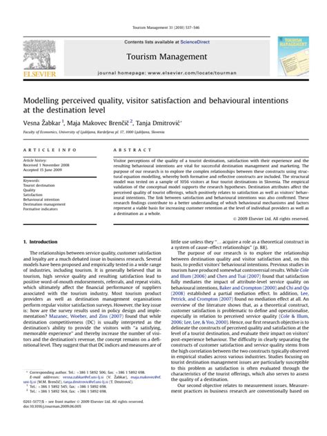 Modelling Perceived Quality Visitor Satifaction Pdf Customer Satisfaction Survey Methodology