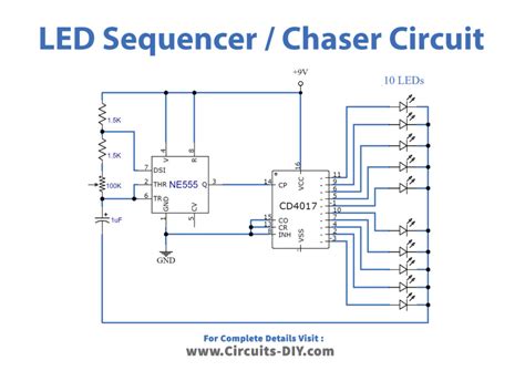 LED Sequencer Chaser Using NE555 CD4017