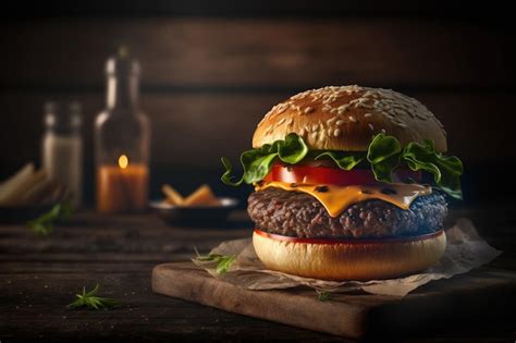 Premium Ai Image Rustic Burger Illustration Ai Generative