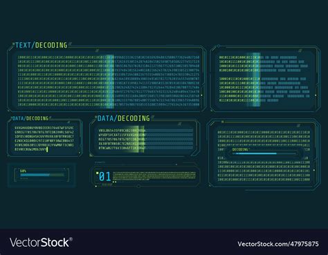 Data Entry And Text Decoding On Futuristic Vector Image