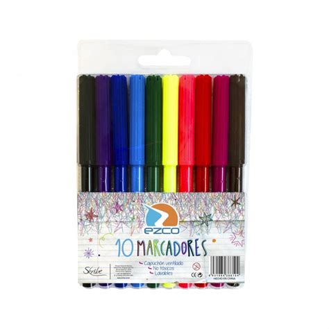 Oferta Marcadores Escolares Ezco X 10 Colores Al Mejor Precio