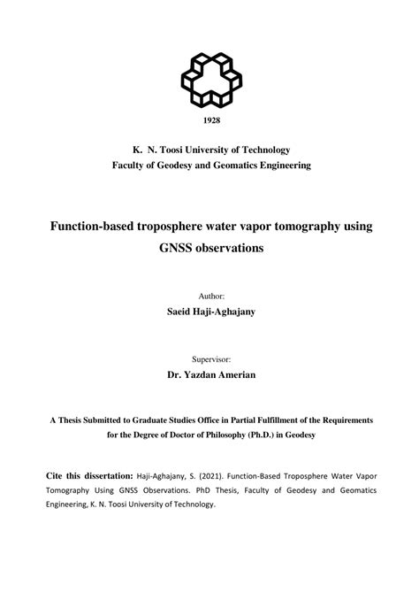 Pdf Function Based Troposphere Water Vapor Tomography Using Gnss Observations