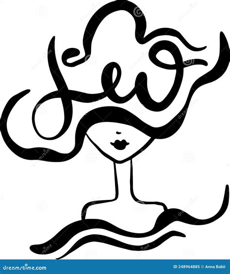 Zodiac Sign Leo Girl Sketch Abstract Vector Illustration Stock Vector