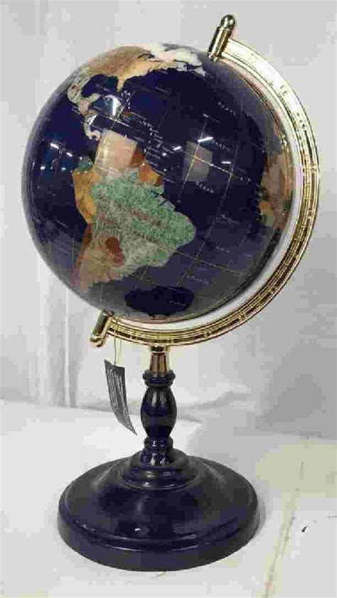 Gemstone Globe On Brass Swivel Stand