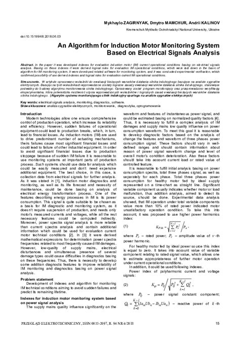 Pdf An Algorithm For Induction Motor Monitoring System Based On