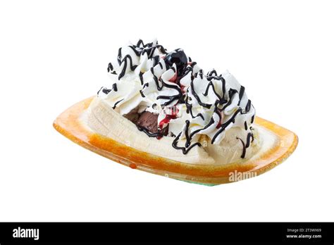 Delicious Ice Cream Banana Split Sundae On A Plate Summer Dessert