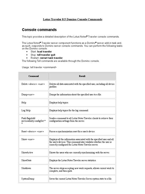 Lotus Traveler 85 Domino Console Commands Pdf Ibm Notes Server