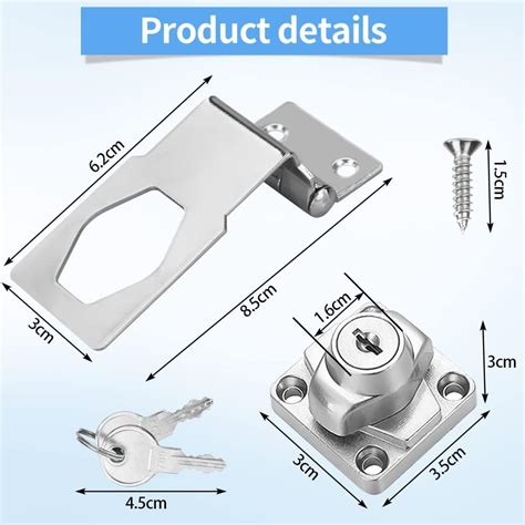 Caeeker Keyed Hasp Lock 90 Degrees Lock Hasp Twist Knob Keyed Locking