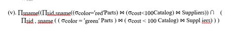 solved consider the supplier parts catalog schema as