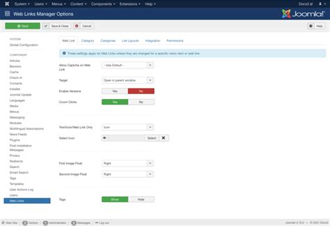 Help310components Web Links Manager Options Joomla Documentation
