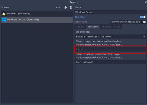 game not reading a json file when exported r godot