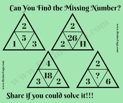 Missing Number Logic Triangle Maths Puzzle And Answer