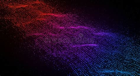 Colorful Digital Wave Pattern Featuring Small Particles Forming An Undulating Surface Stock