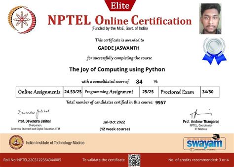 Jaswanth Gadde On Linkedin Python Nptel Certification Python