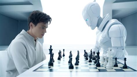 Premium Ai Image Humanoid Robot Is Playing Chess With Man Artificial