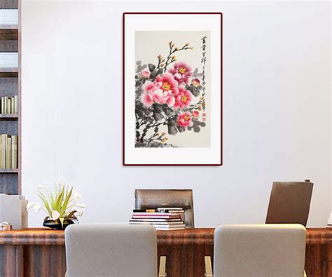 王伟宁 四尺三开《富贵吉祥》 青年书画才俊 河南美协会员 牡丹画 99字画网