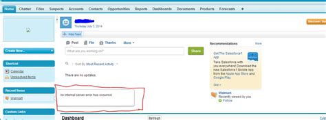 Visualforce Internal Server Error On Mouse Hover On The Recent Items