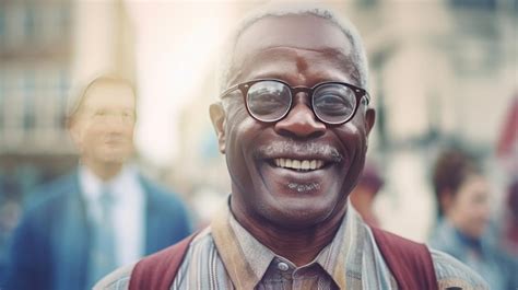 Premium Ai Image Happy Satisfied Black People Senior Woman Wearing
