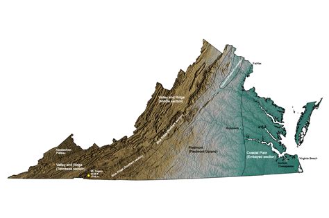 Virginia Topographic Map With Counties